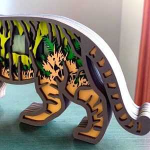Accents | Tiger Big Cat Tropical Jungle Scene Wood Wooden Diorama 3d ...